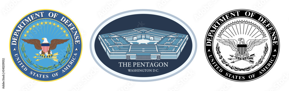 Vector seal of the United States Department of Defense. Pentagon logo ...