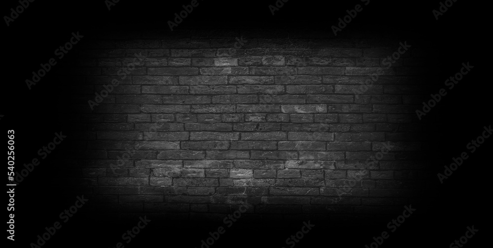 Dark black brick walls, brick room, interior texture, wall background ...
