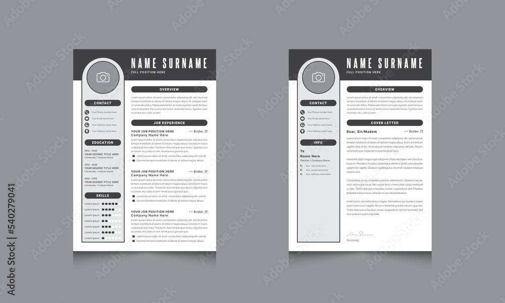 Стоковое векторное изображение «Resume Template CV Layout with Black ...