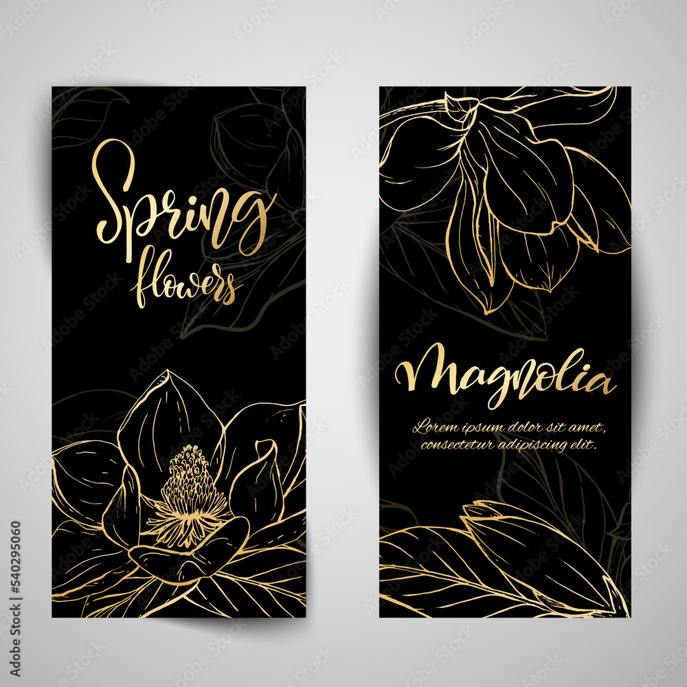 Floral baners. Hand drawn vector botanical illustration. Template ...