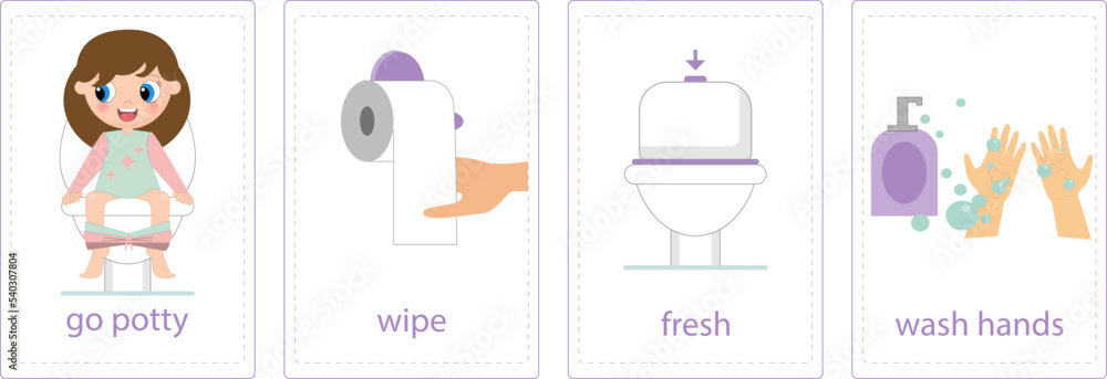 Vector de Stock Girl Potty flash card. Potty Training Chart. Potty ...