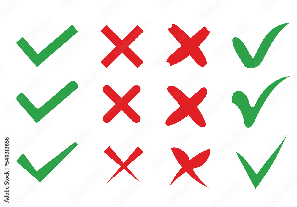 Check mark and cross symbols. Check mark stickers Stock Vector | Adobe ...