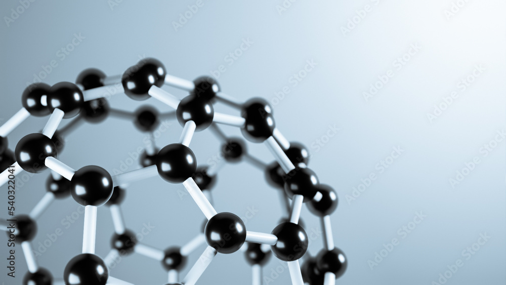 Model of Fullerene Molecule, allotrope of carbon atoms, round sphere ...