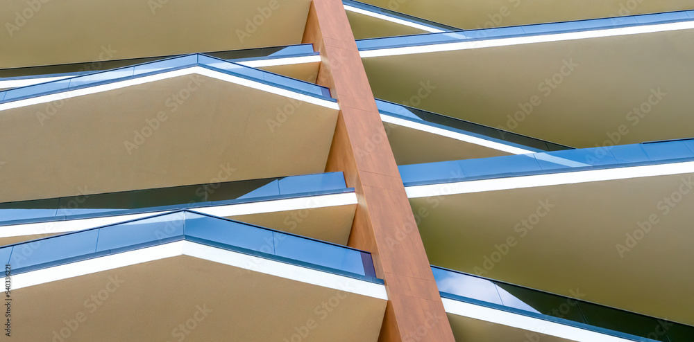 Geometric architecture detail modern balcony glass balustrade. Exterior ... Geometric architecture detail modern balcony glass balustrade. Exterior ...
