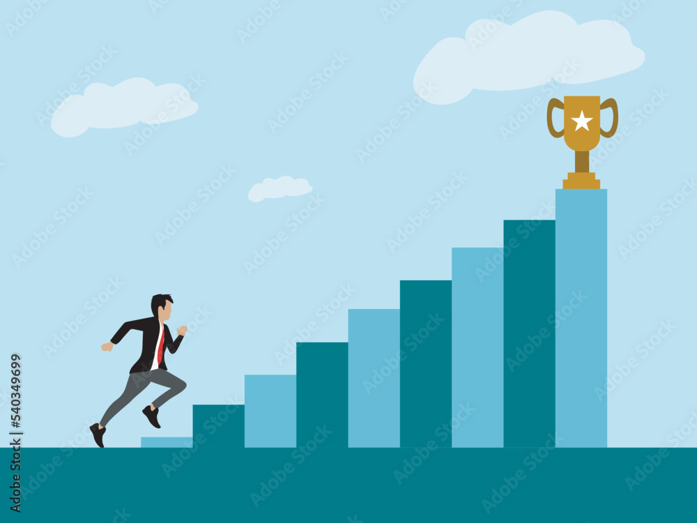 people run to their goal on the column of columns, move up motivation ...