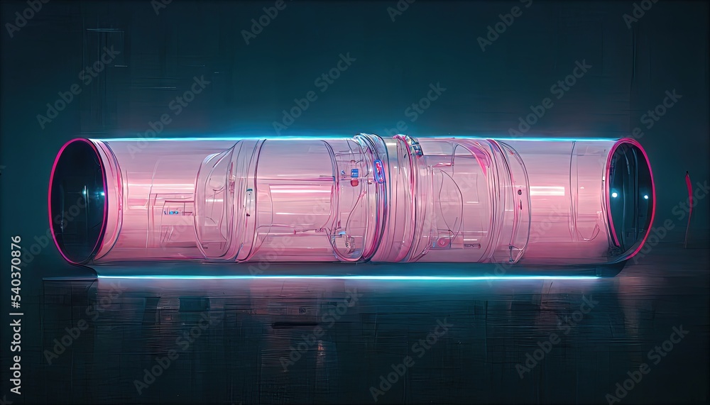 One-detailed pink and blue modded capsule Cylinder, concept art with an ...