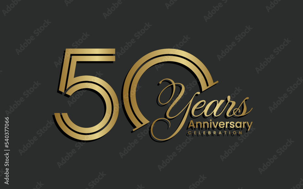 50th Anniversary logo design. Fifty years Celebrating Anniversary Logo in gold color for ...