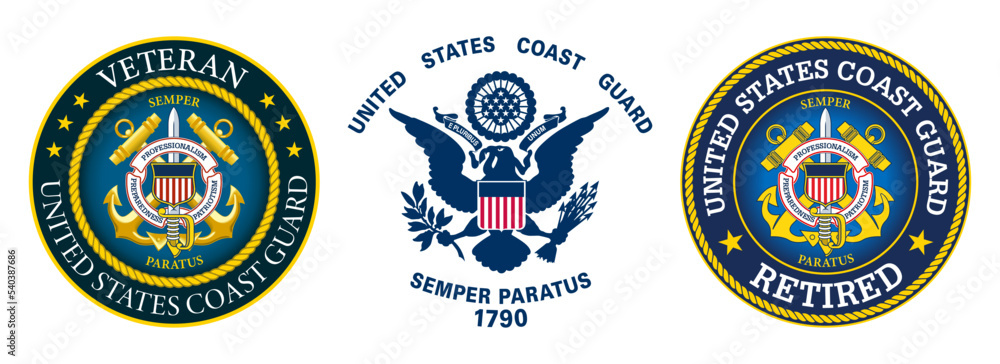 Vector seal of the United States Coast Guard Veteran. Logo of the US ...