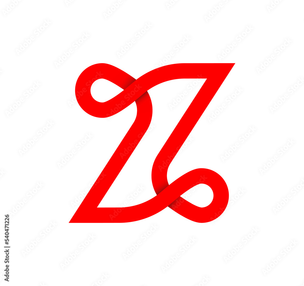 Letter Z infinity sign. Cyclic red letter Z. Modern natural endless ...