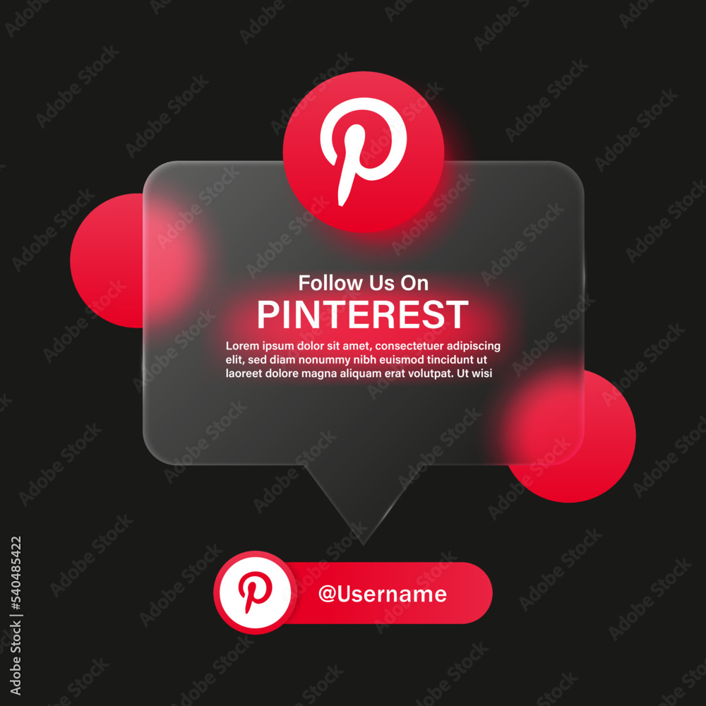 follow us on pinterest in speech bubble glassmorphism background with ...