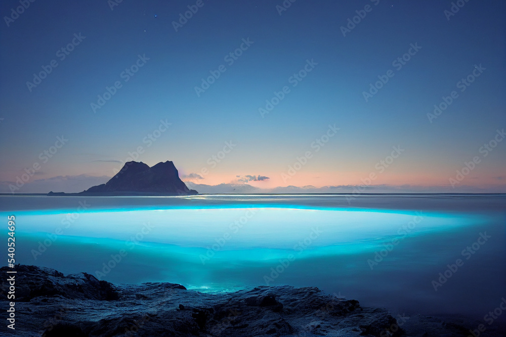 Bioluminescence. Bio luminescent ocean. Bioluminescent plankton in the ...