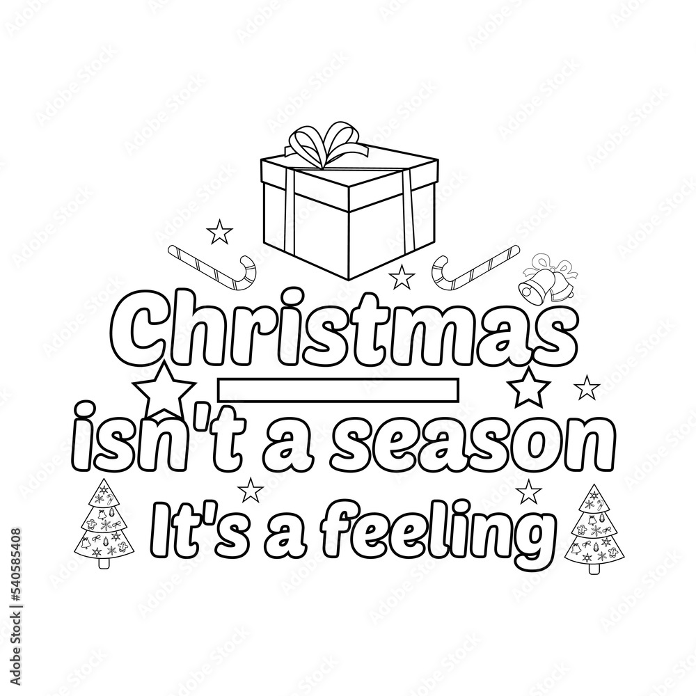 Merry Christmas Coloring page. Christmas line art coloring page design ...