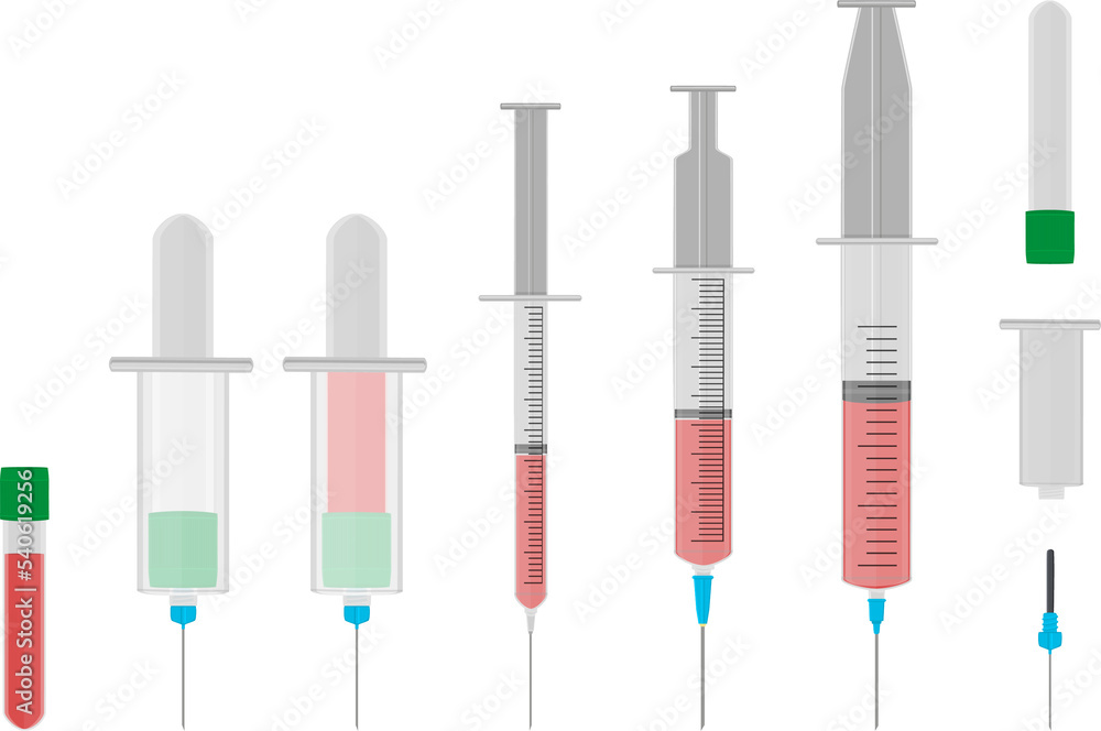 big set different types of syringes Stock Illustration | Adobe Stock