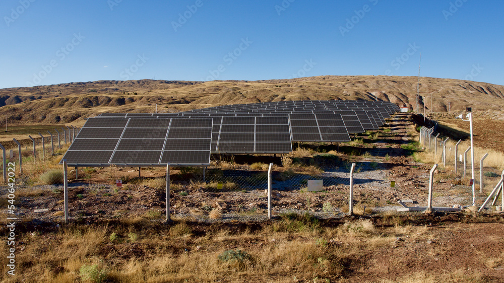 Solar Energy production fields. Large-scale solar farms. Sustainable ...