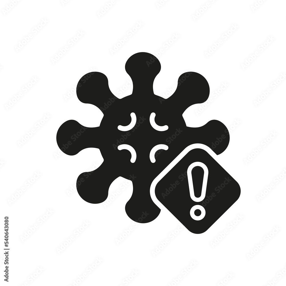 Virus Warning Alert Silhouette Icon. Bacteria and Warning Sign Black ...