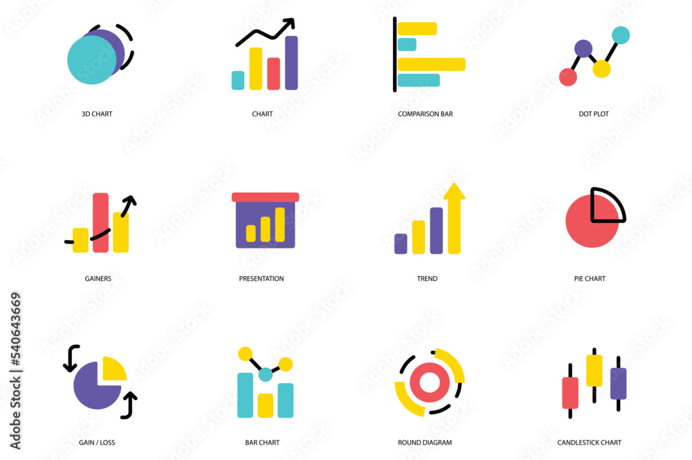 Diagram set of flat icons concept in the flat cartoon design. Images ...