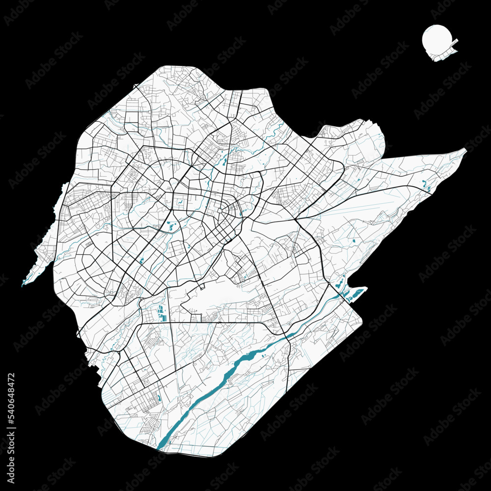 Tashkent map. Detailed map of Tashkent city administrative area ...
