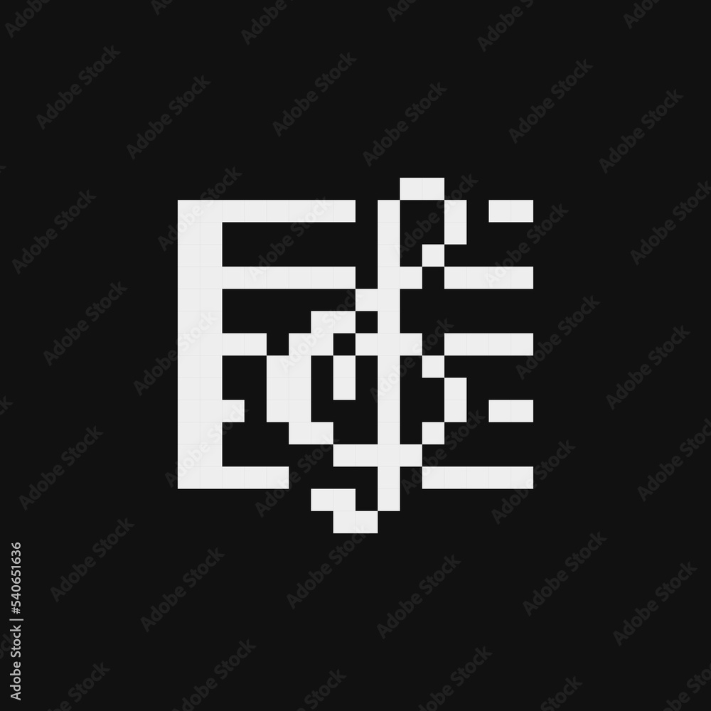 Vector de Stock Musical score, emoji. Treble clef, note, pixel art ...