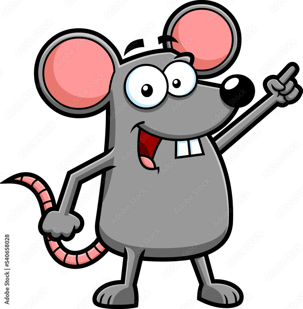 Funny Mouse Cartoon Character Pointing. Vector Hand Drawn Illustration ...