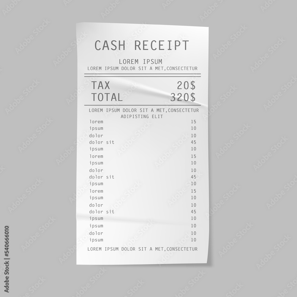 Cash receipt, supermarket shopping retail check. Purchase invoice, cash ...