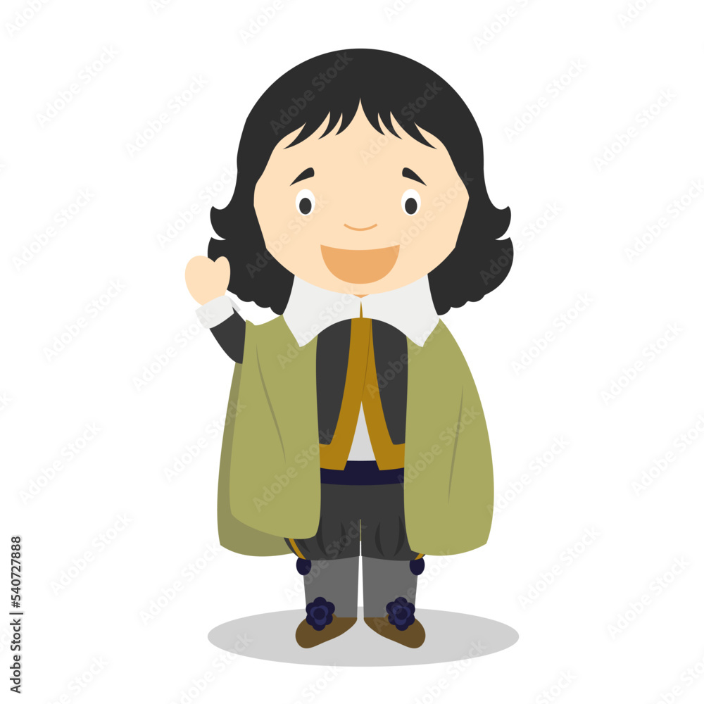 Blaise Pascal cartoon character. Vector Illustration. Kids History ...