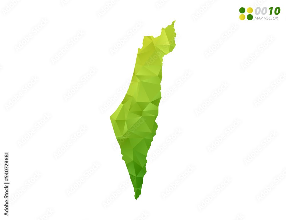 Vector Israel map green and yellow polygon triangle mosaic with white ...