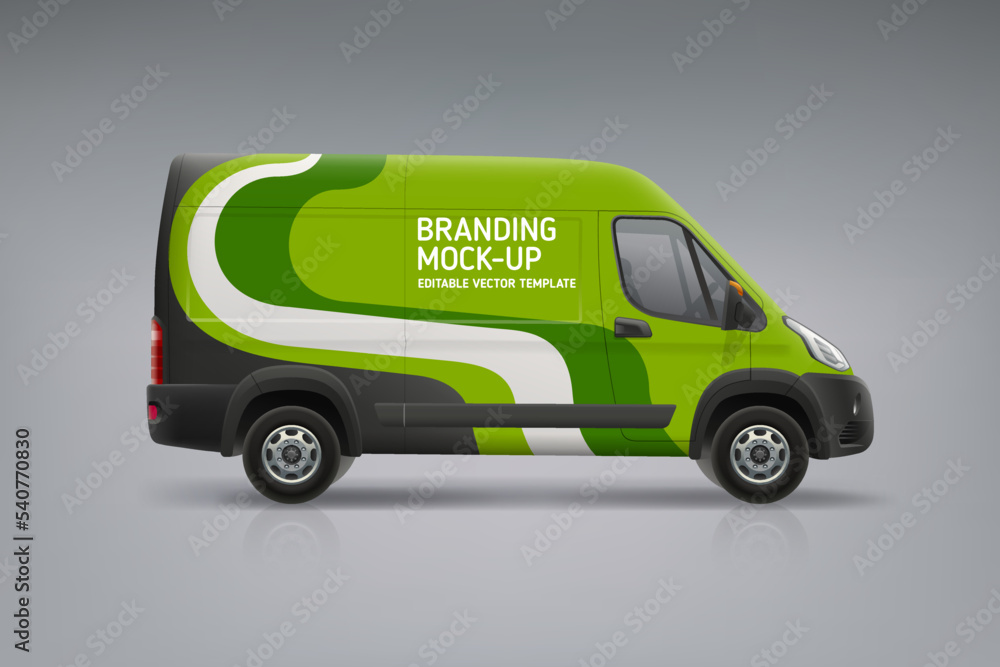Realistic Van mockup with branding design. Wrap, sticker and decal ...
