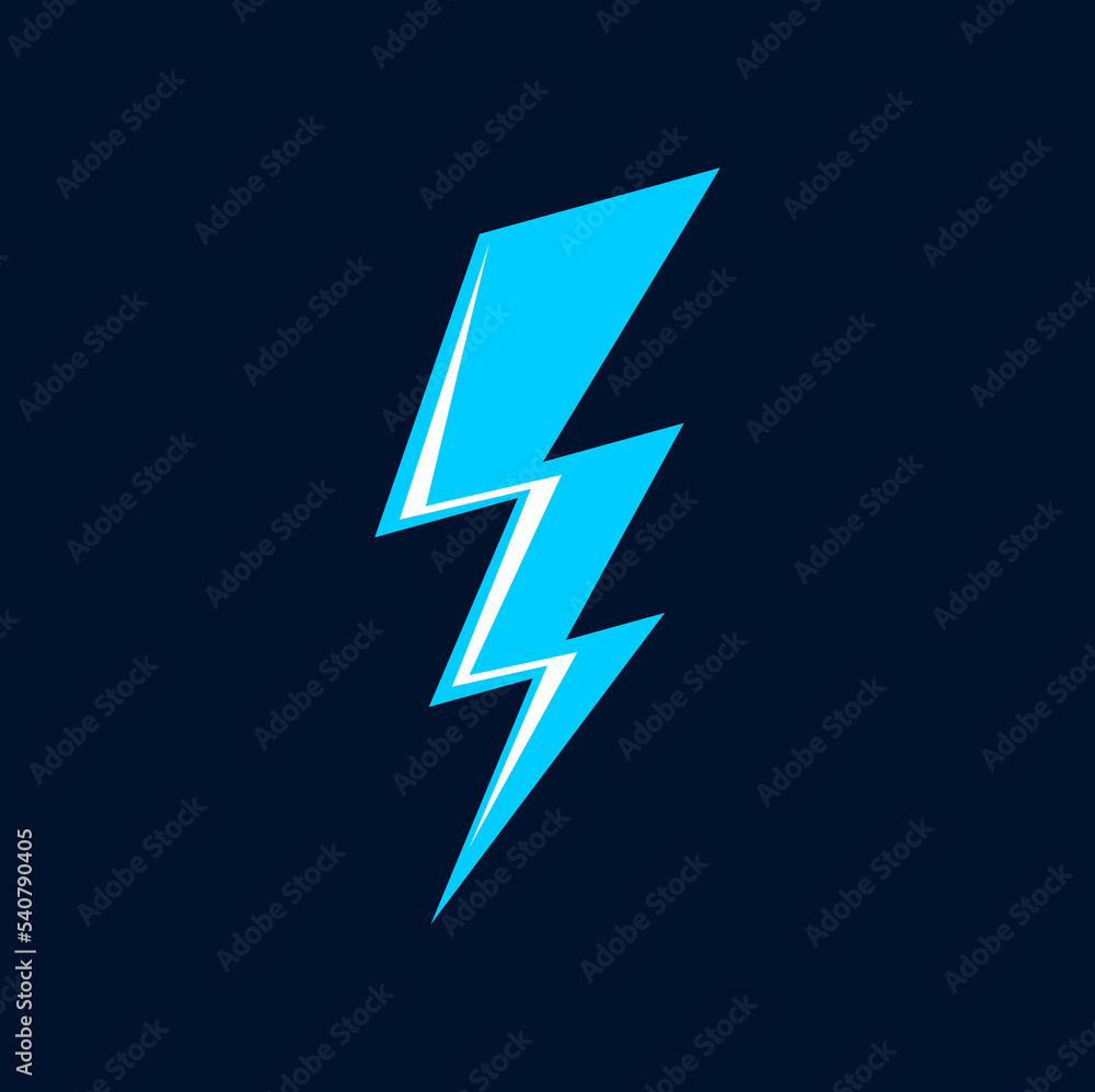 Cartoon blue lightning, flash, thunderbolt. Vector thunder bolt of blue ...