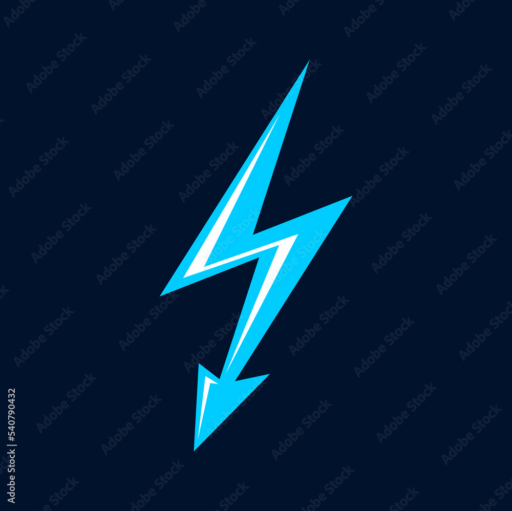 Thunder bolt of blue light, electric energy thunderbolt sign. Vector ...
