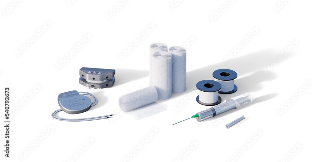 Stockillustrationen Medical devices: cardiac pacemaker, spinal implant ...