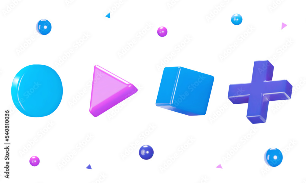 Abstract Multimedia Symbols 3d set. Digital Technology, computer games ...