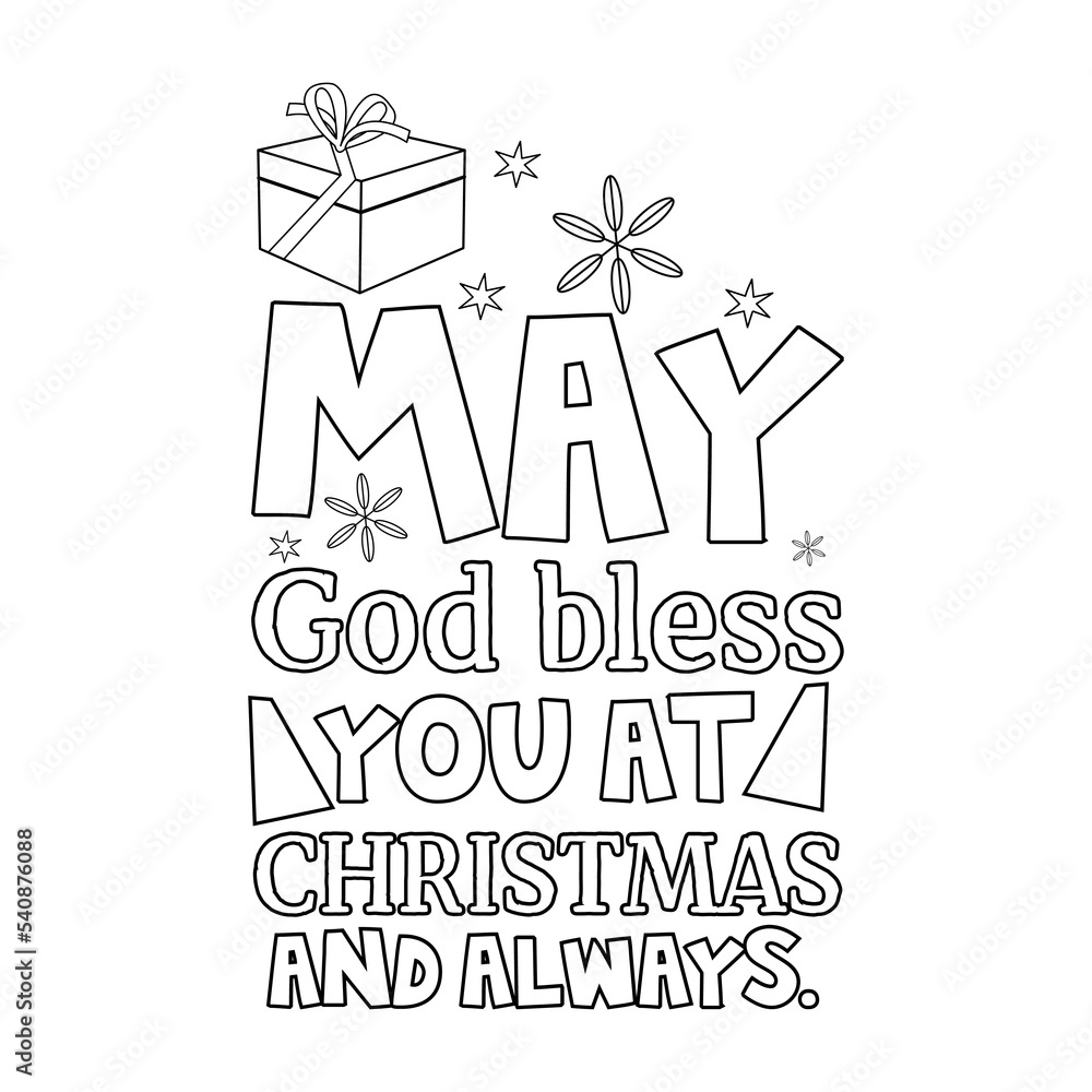 Merry Christmas Coloring page. Christmas line art coloring page design ...