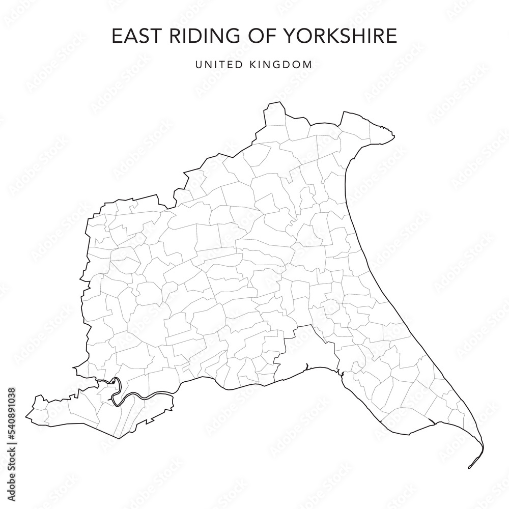 Administrative Map of East Riding of Yorkshire with County, Unitary ...