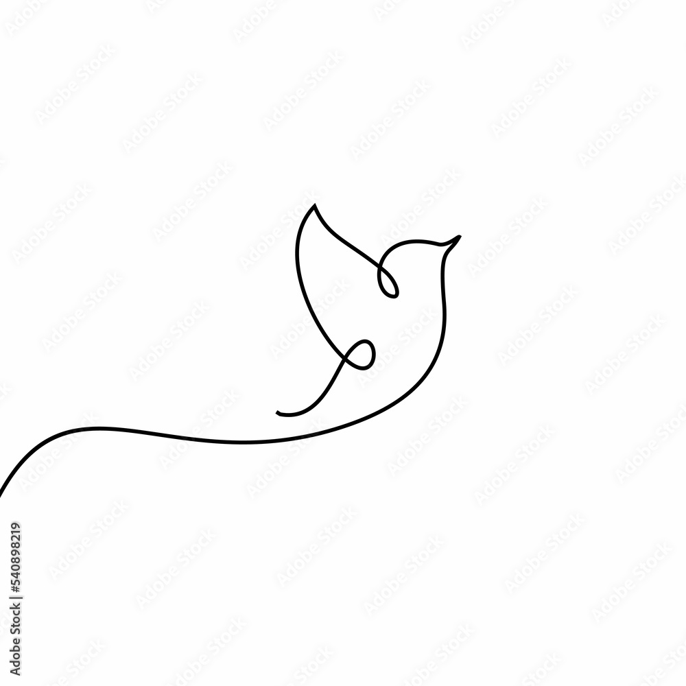 continuous line drawing bird flying Stock Vector | Adobe Stock