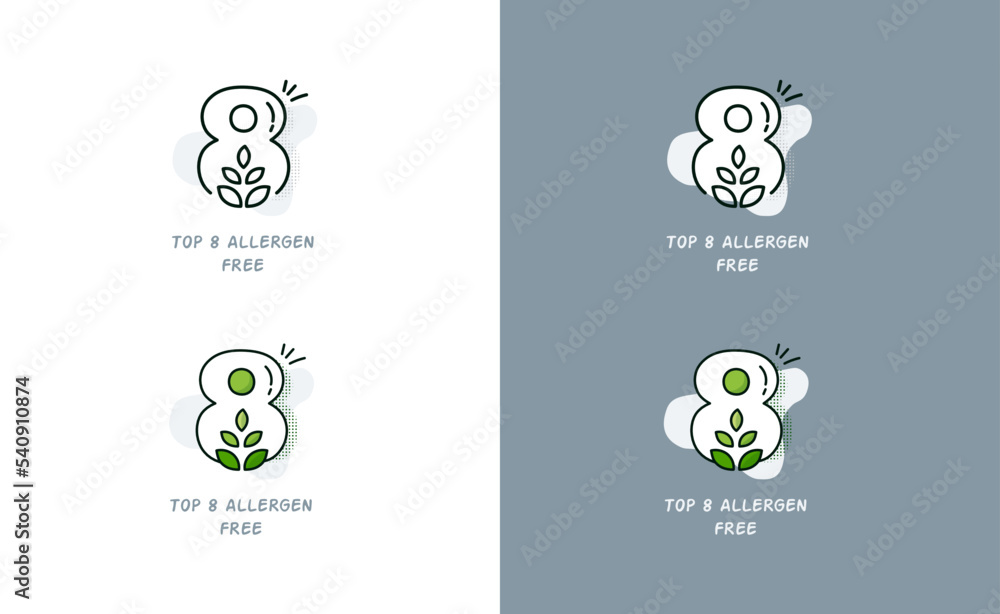 Top Eight Allergens vector line icon. Stock Vector | Adobe Stock