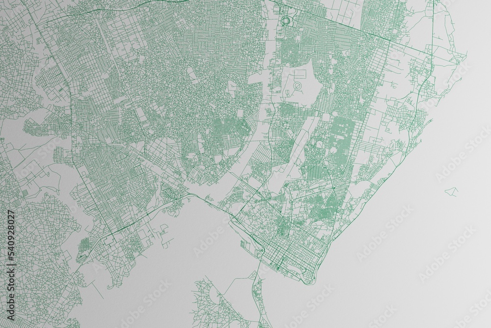 Map of the streets of Maputo (Mozambique) made with green lines on ...