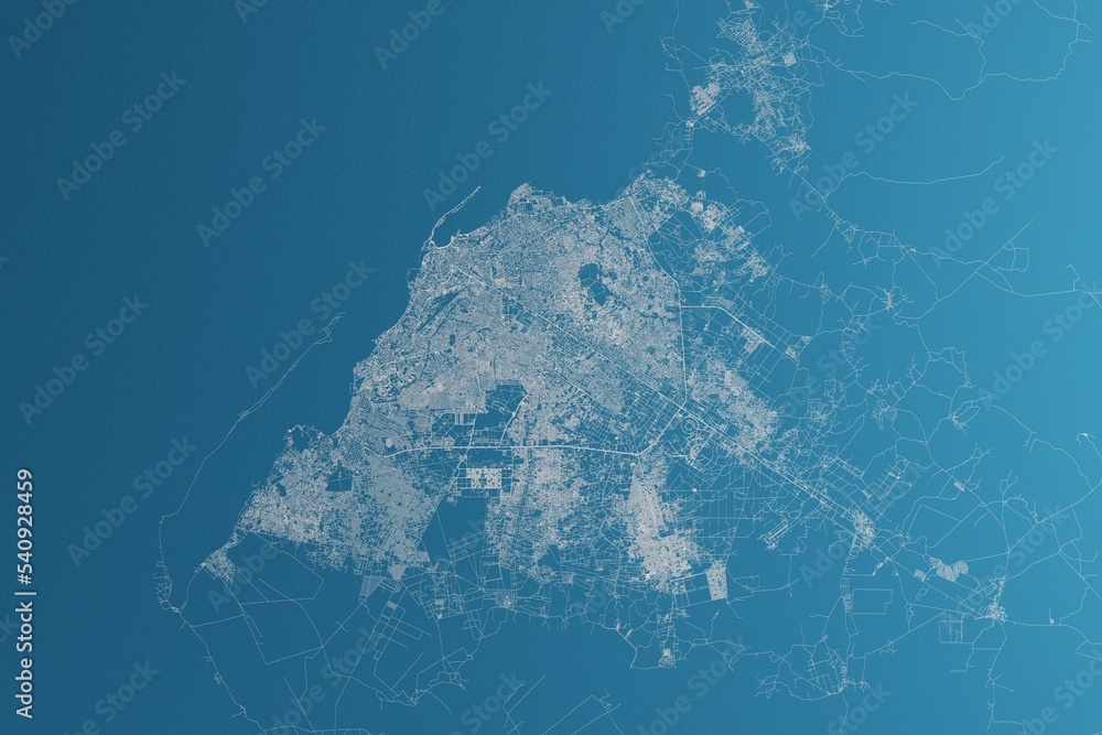 Map of the streets of Luanda (Angola) made with white lines on blue ...