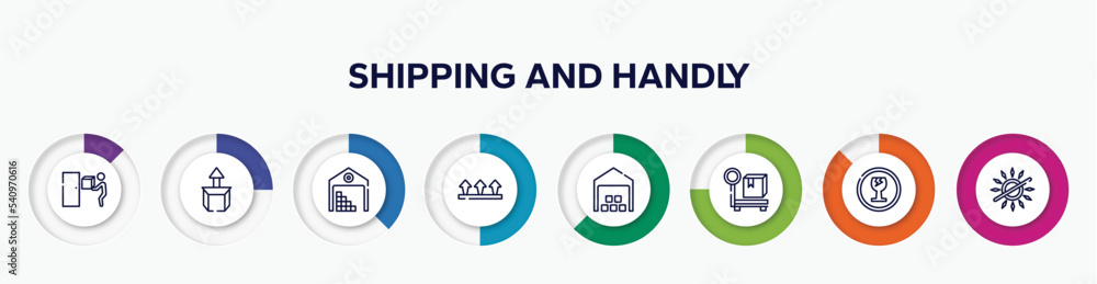 infographic element with shipping and handly outline icons. included ...