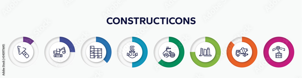 infographic element with constructicons outline icons. included ...