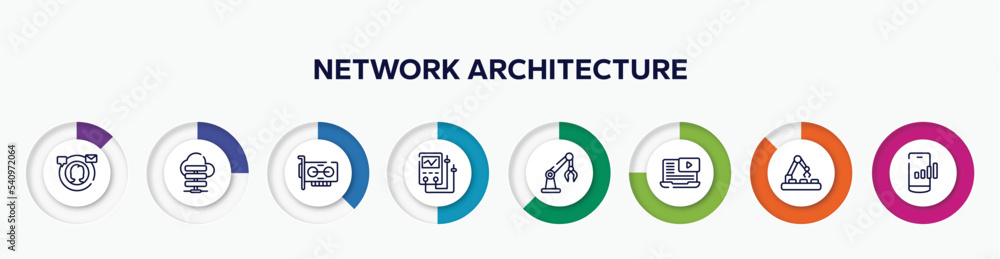 infographic element with network architecture outline icons. included ...