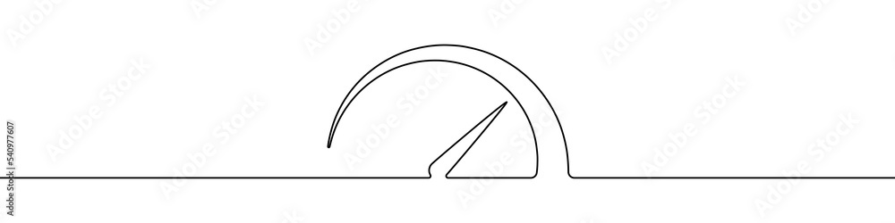 Continuous linear drawing of speedometer. Speedometer silhouette ...