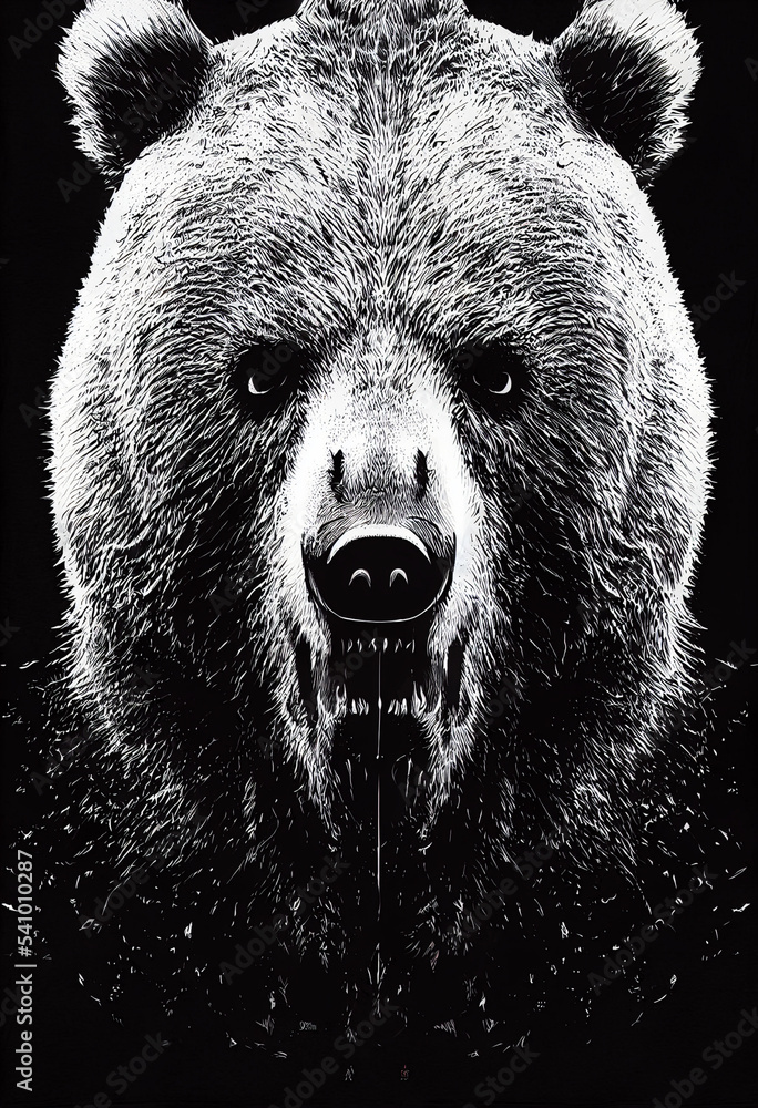 Pencil Sketched Angry Bear Stock Illustration | Adobe Stock