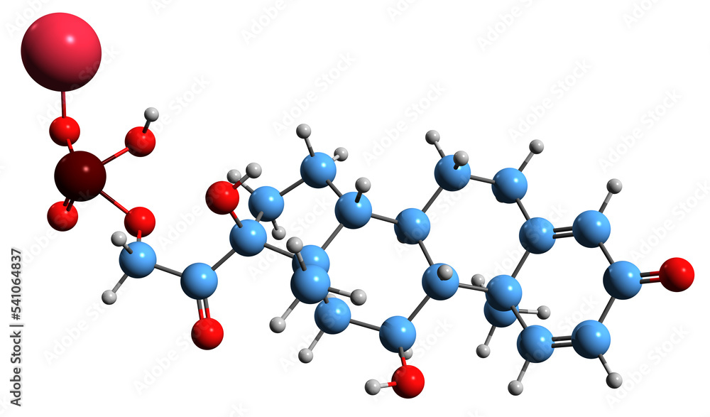 3D image of Prednisolone sodium phosphate skeletal formula - molecular ...