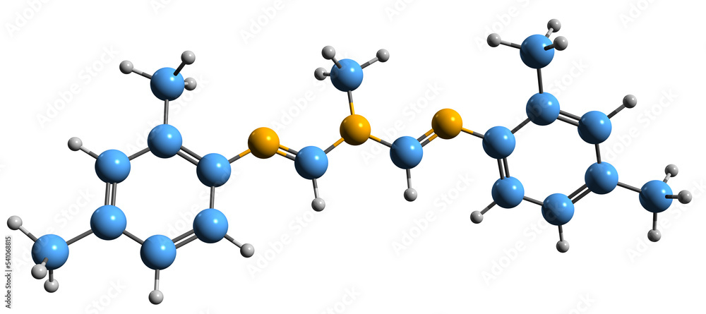 3D image of Amitraz skeletal formula - molecular chemical structure of ...