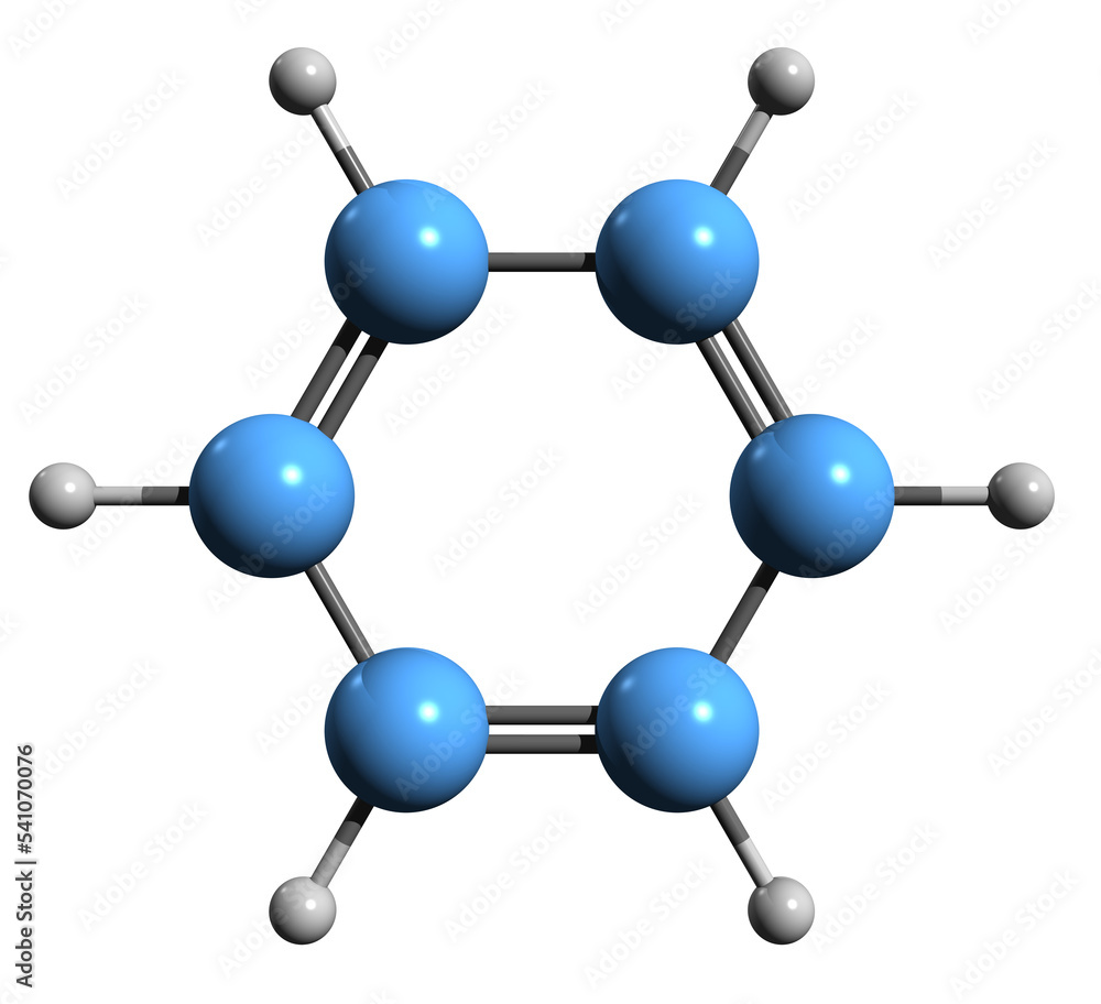 Illustration Stock 3D image of Benzene skeletal formula - molecular ...