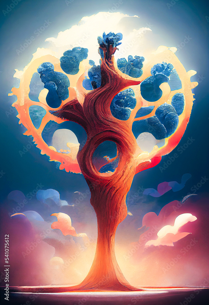Religious tree of life as cartoon illustration Stock Illustration ...