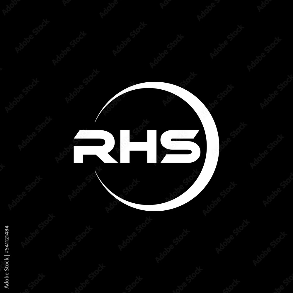 RHS letter logo design with black background in illustrator, cube logo ...