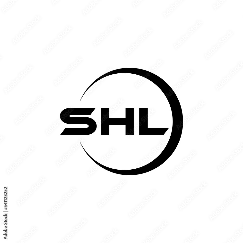 SHL letter logo design with white background in illustrator, cube logo ...