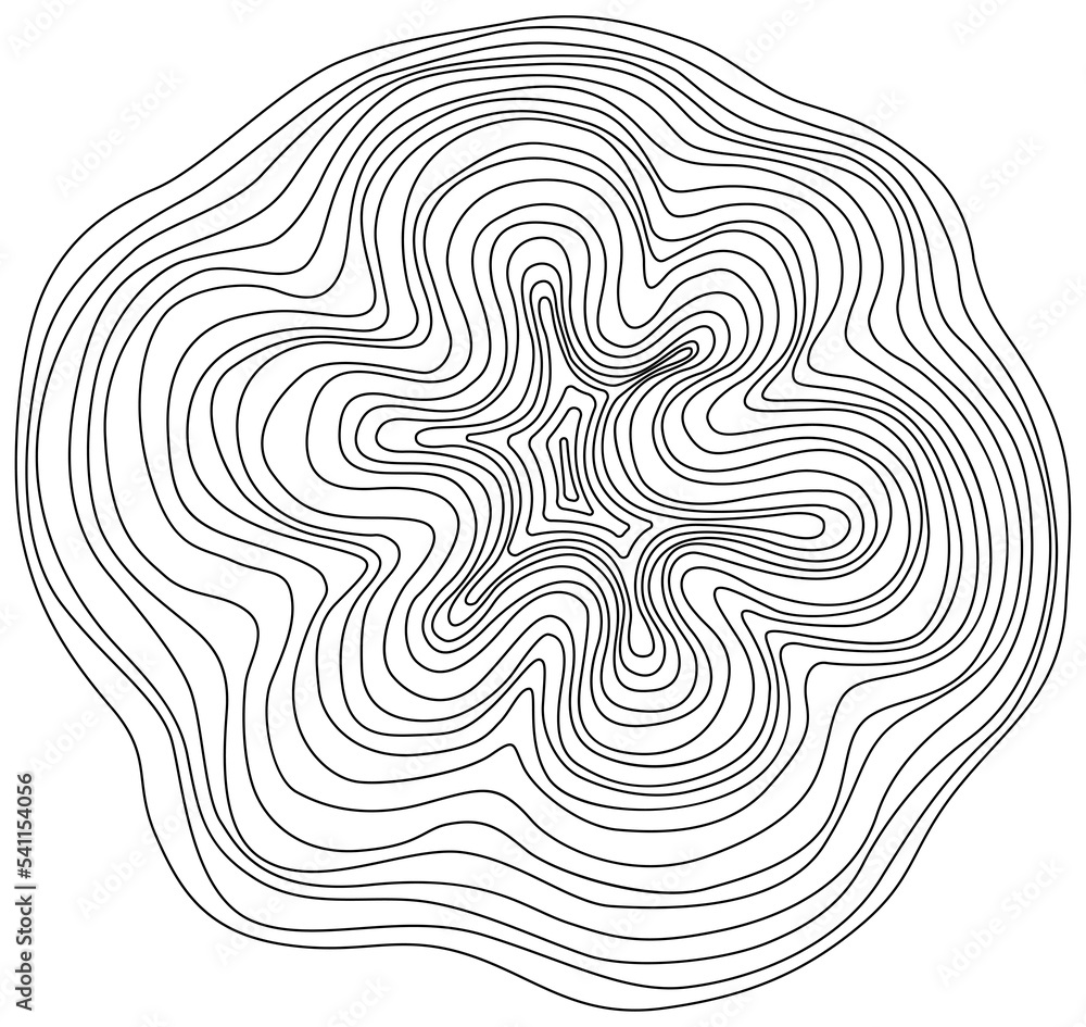 Abstract tree rings. Png topographic map concept background. Thin black ...