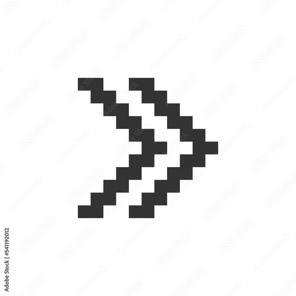 Right double arrow pixelated ui icon. Guillemets. Fast forward button ...
